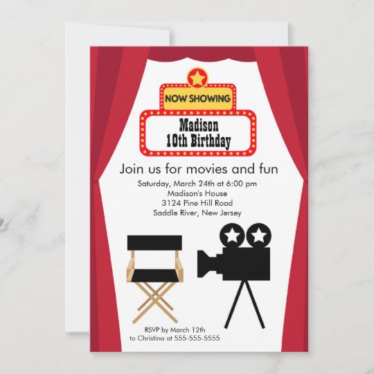 Movie Night Kids Birthday Party Invitation | Zazzle.com