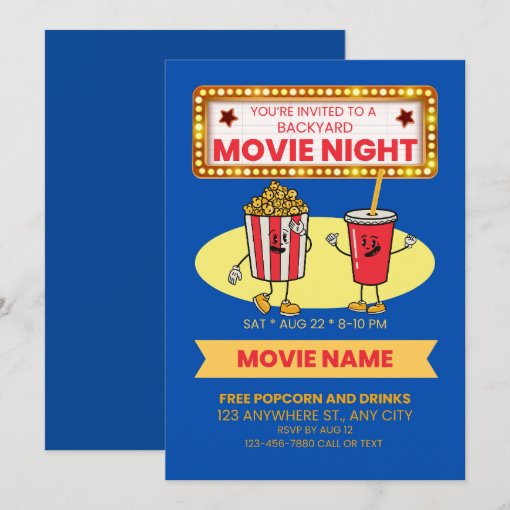 Movie Night Kids Popcorn Party Invitation | Zazzle