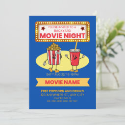 Movie Night Kids Popcorn Party Invitation | Zazzle