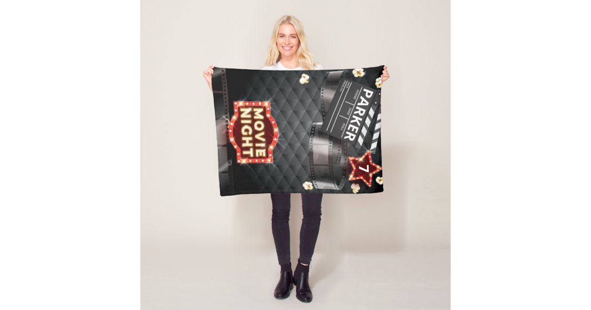 Movie Night Luxury Personalized Fleece Blanket | Zazzle