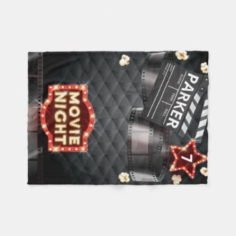 Movie Night Luxury Personalized Fleece Blanket | Zazzle