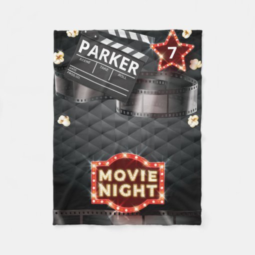 Movie Night Luxury Personalized Fleece Blanket | Zazzle