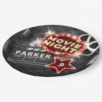 Movie Night Luxury Personalized Paper Plates | Zazzle