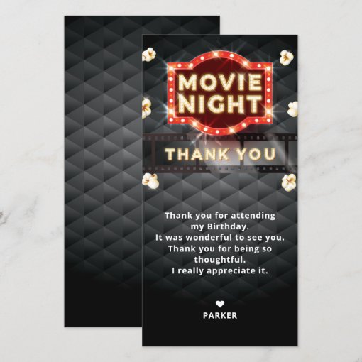 Movie Night Luxury Thank You Card | Zazzle