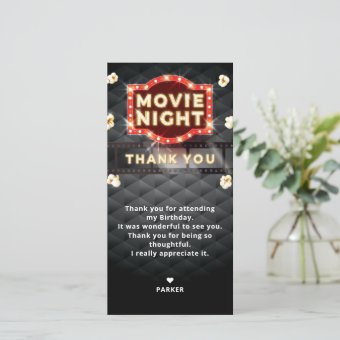 Movie Night Luxury Thank You Card | Zazzle