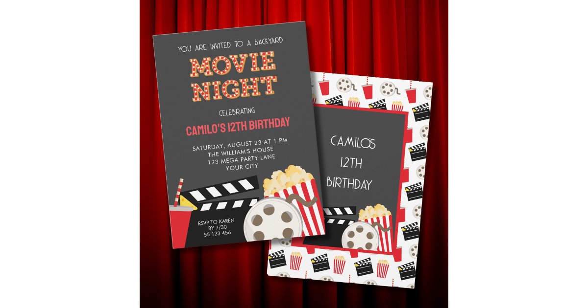 MOVIE NIGHT PARTY INVITATION | Zazzle