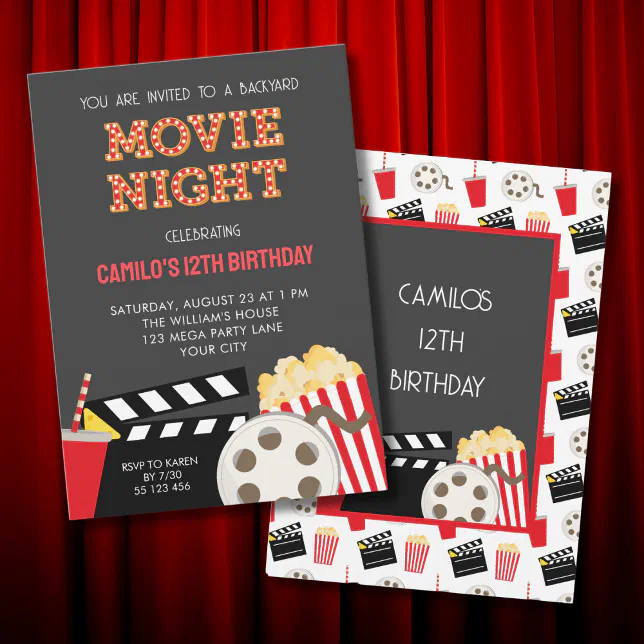 MOVIE NIGHT PARTY INVITATION | Zazzle
