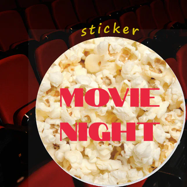 Movie Night Popcorn Stickers, sheet Classic Round Sticker | Zazzle