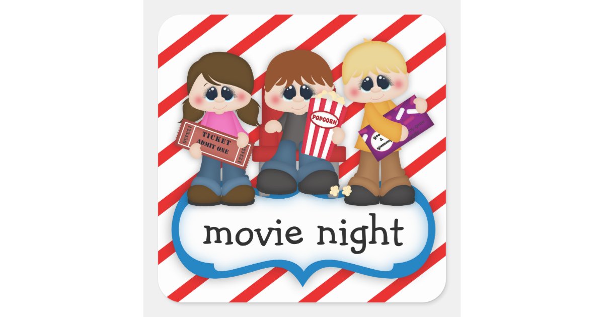 Movie Night Popcorn Stripes Kid's Planner Sticker | Zazzle