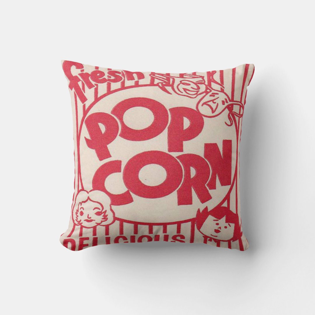 MOVIE NIGHT POPCORN! THROW PILLOW | Zazzle
