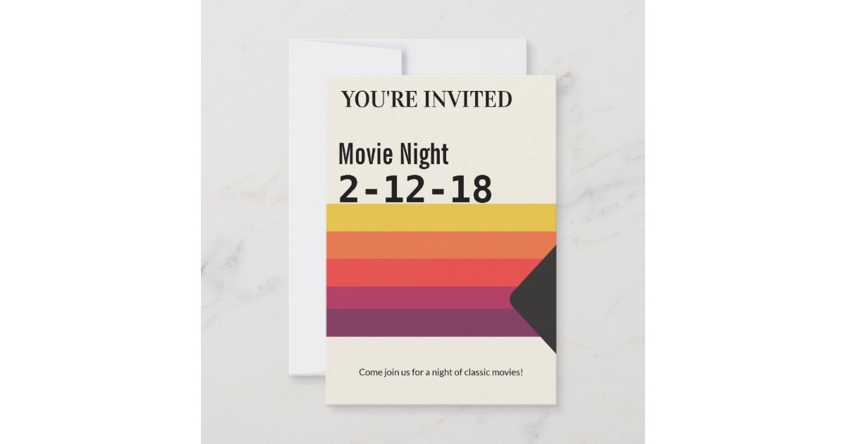 Movie Night Retro 1980s VHS Video Tape Invite | Zazzle