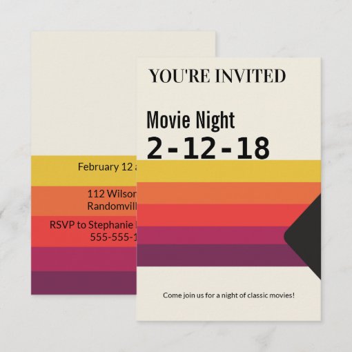 Movie Night Retro 1980s VHS Video Tape Invite | Zazzle