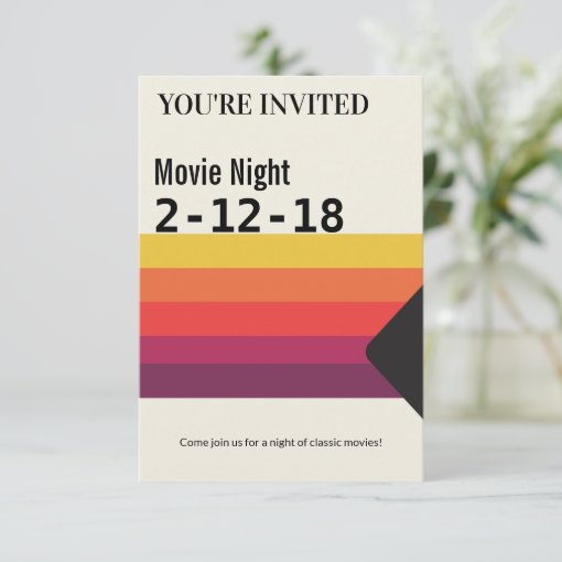 Movie Night Retro 1980s VHS Video Tape Invite | Zazzle