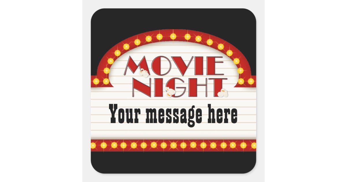 Movie night sign add message sticker | Zazzle.com