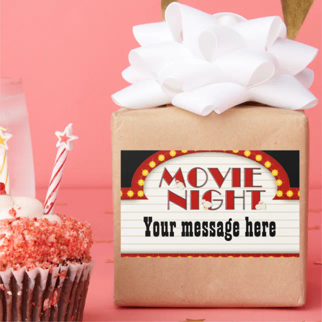 Movie night sign add message sticker | Zazzle