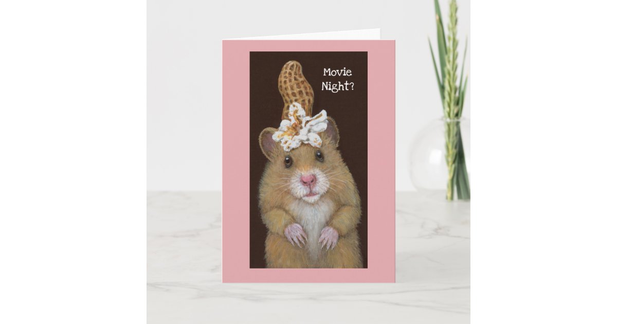 Movie Night? with Lester the hamster card | Zazzle