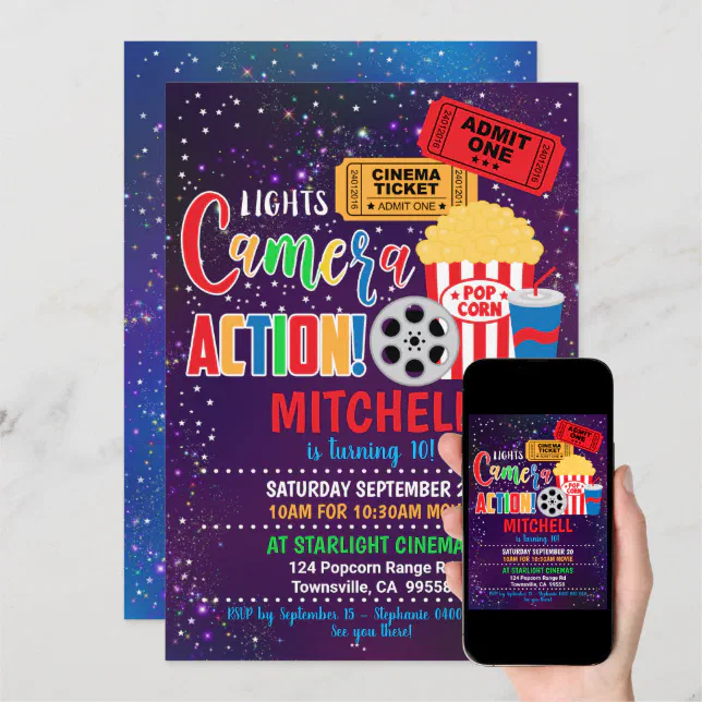 Movie Party Invitation Cinema Party | Zazzle