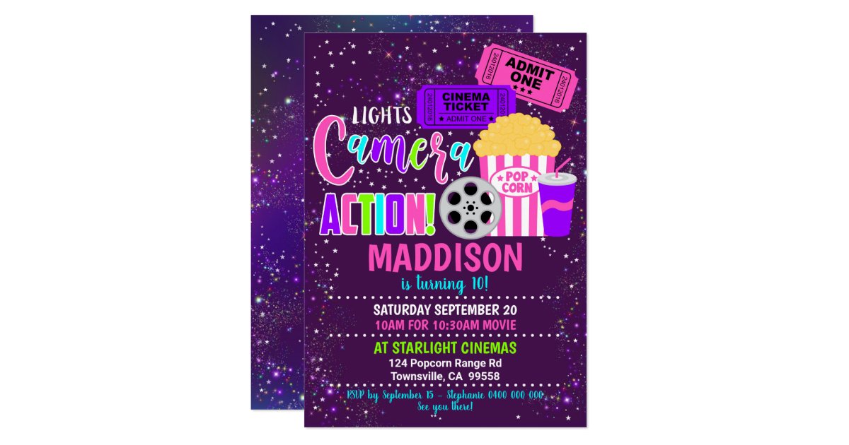 Movie Party Invitation Cinema Party Girl | Zazzle.com