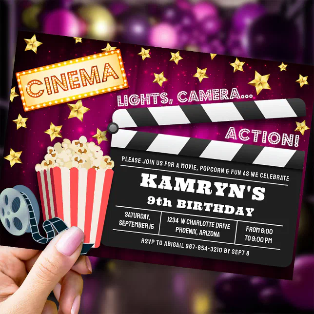 Movie Party invitation, Movie Evening Invitation | Zazzle