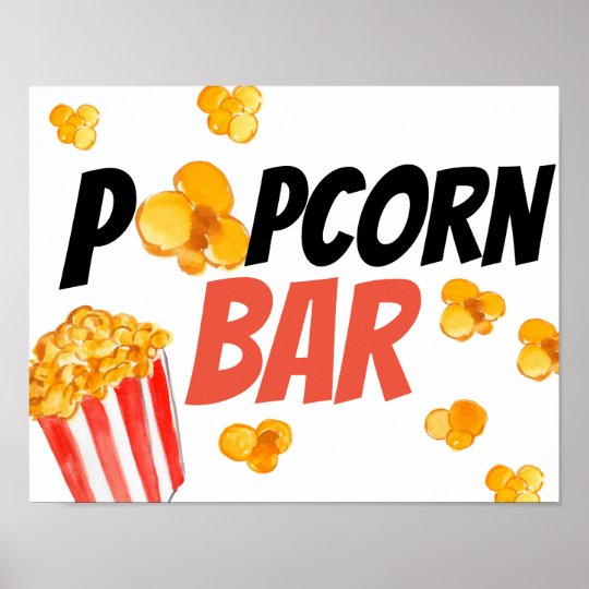 Movie party popcorn bar poster sign | Zazzle.com