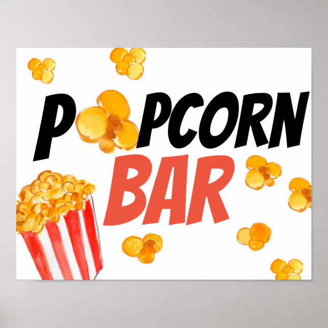 Movie party popcorn bar poster sign | Zazzle