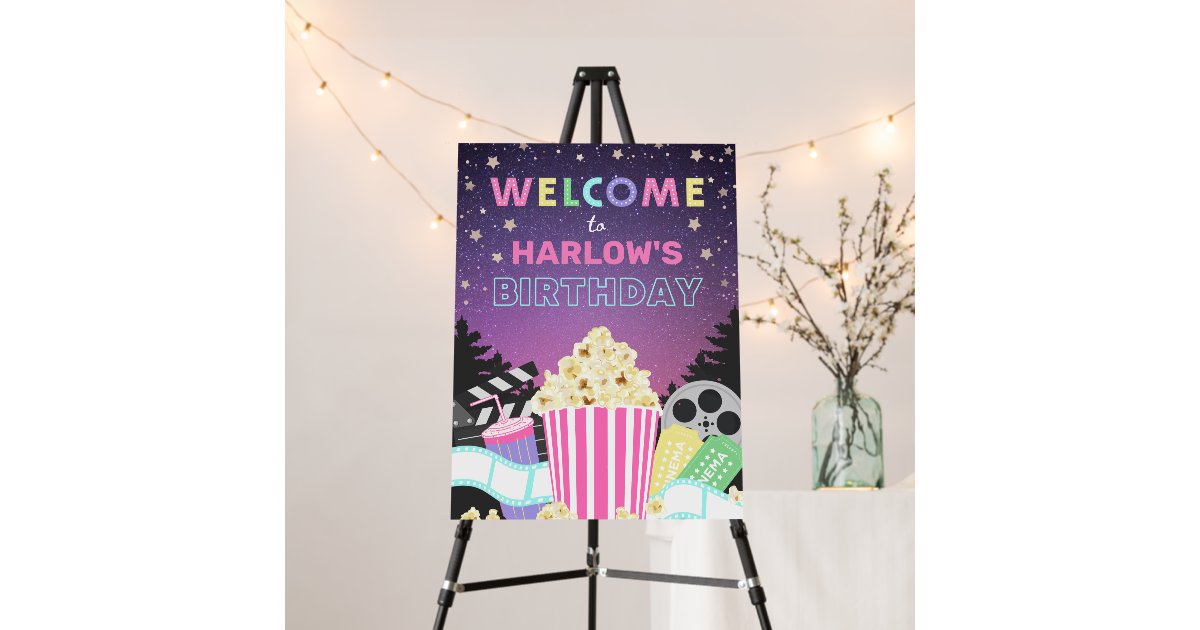 Movie Party Welcome Sign | Movie Welcome Sign | Zazzle