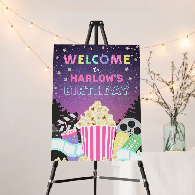 Movie Party Welcome Sign | Movie Welcome Sign | Zazzle