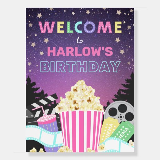 Movie Party Welcome Sign | Movie Welcome Sign | Zazzle