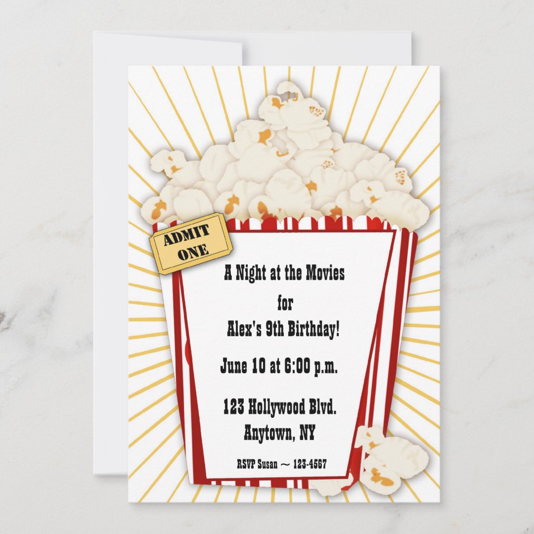 Movie Popcorn Invitation | Zazzle