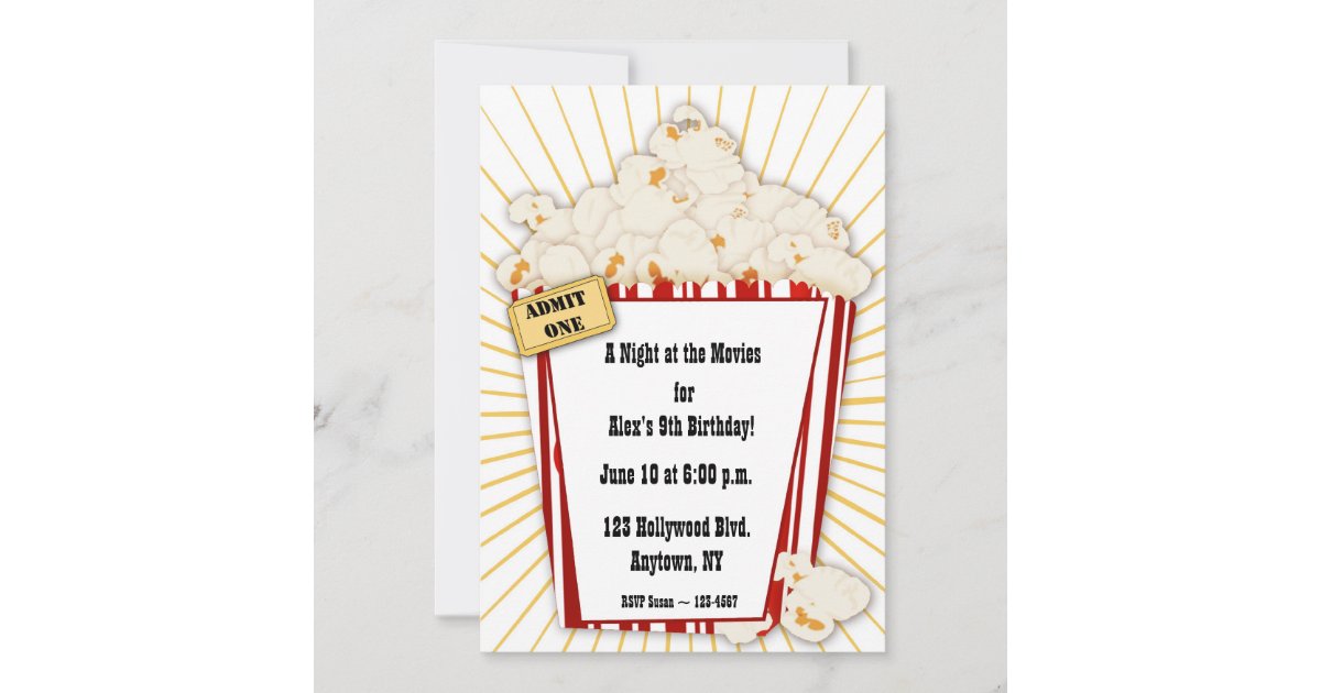 Movie Popcorn Invitation | Zazzle