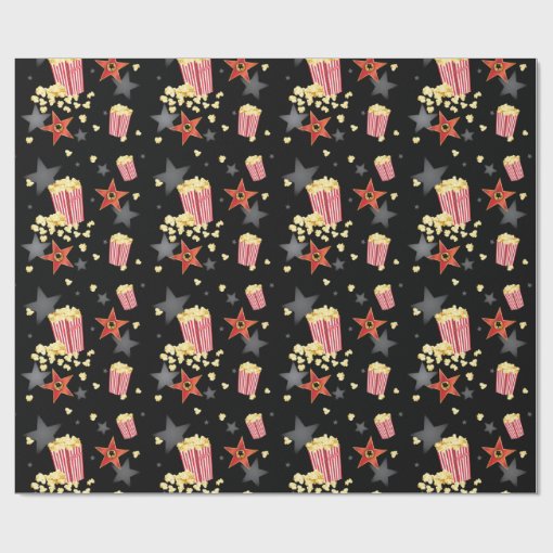 Movie popcorn wrapping paper | Zazzle