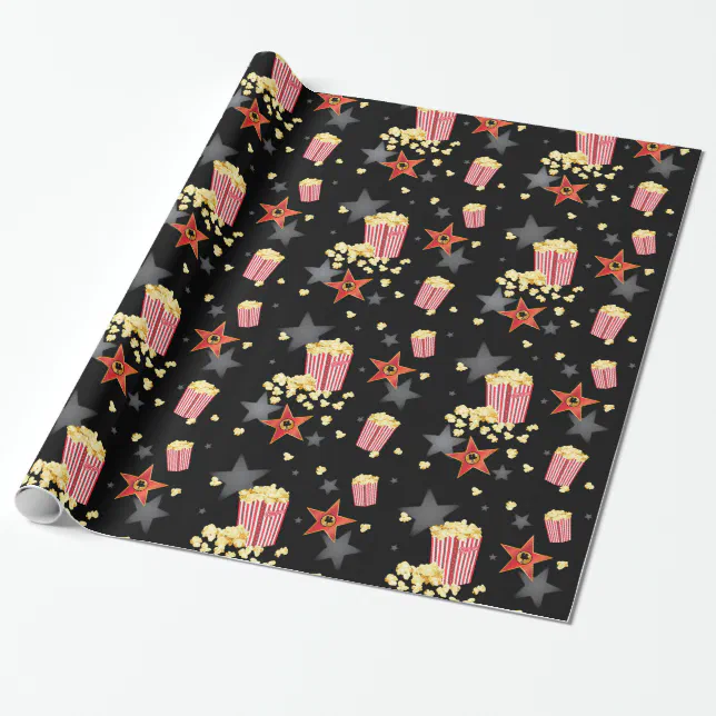 Movie popcorn wrapping paper | Zazzle