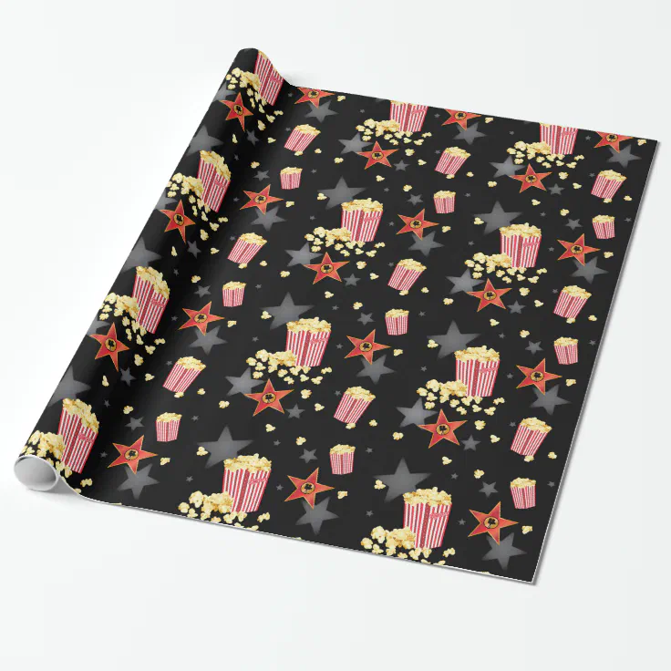 Movie popcorn wrapping paper | Zazzle