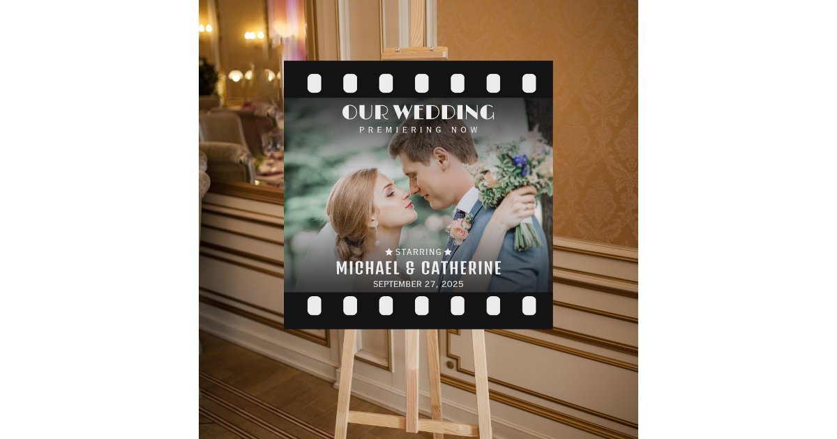 Movie Poster Film Reel Couple Photo Wedding | Zazzle