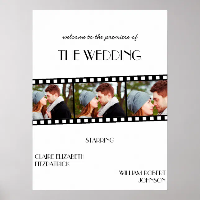 Movie Poster Film Strip Wedding Welcome Sign | Zazzle