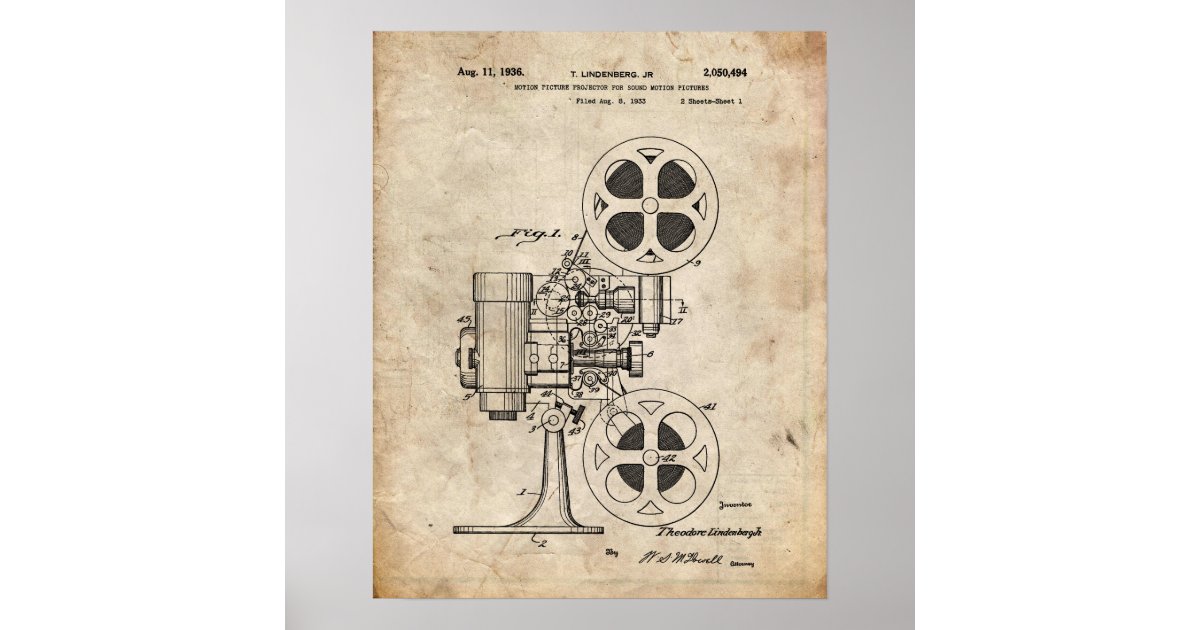 Movie Projector Patent Poster | Zazzle