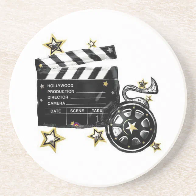 MOVIE REEL, CLAPBOARD COASTER | Zazzle