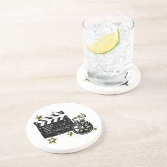 MOVIE REEL, CLAPBOARD COASTER | Zazzle