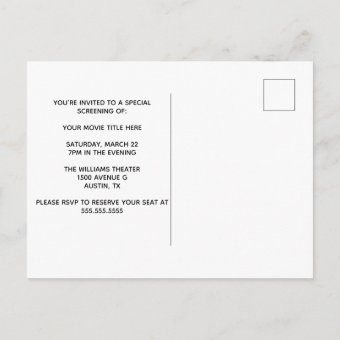 Movie Screening Theater Popcorn Party Invitation Postcard | Zazzle
