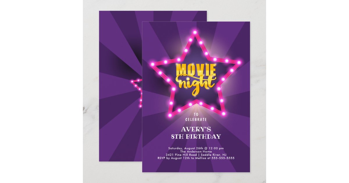 Movie Star Birthday Invitation | Zazzle
