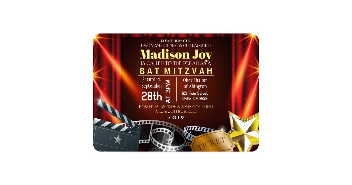 MOVIE STAR HOLLYWOOD Bat Mitzvah Invitation | Zazzle.com