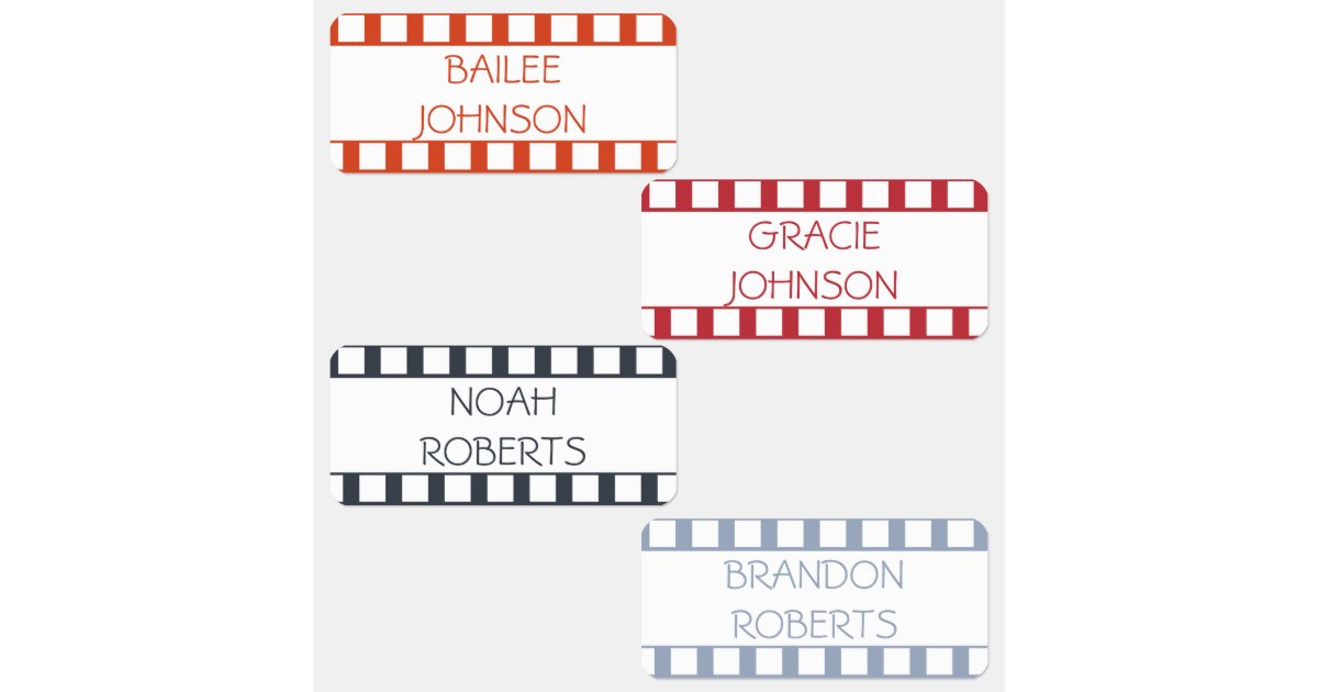 Movie Strip Winter Spice Color Coded Clothing Name Labels | Zazzle