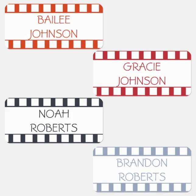 Movie Strip Winter Spice Color Coded Clothing Name Labels | Zazzle