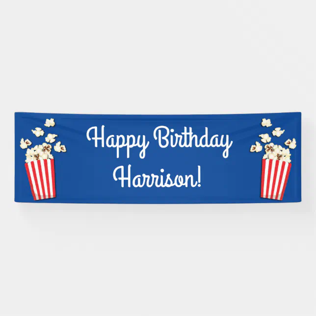 Movie Theater Popcorn Birthday Party Banner | Zazzle