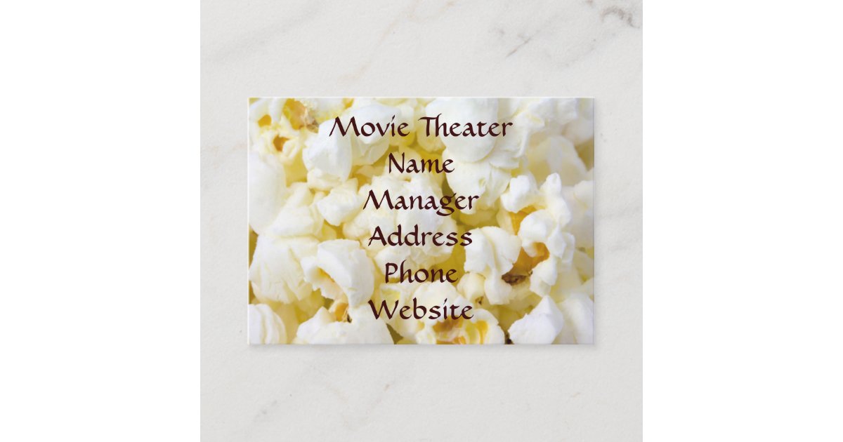 Movie Theater Popcorn Business Card | Zazzle