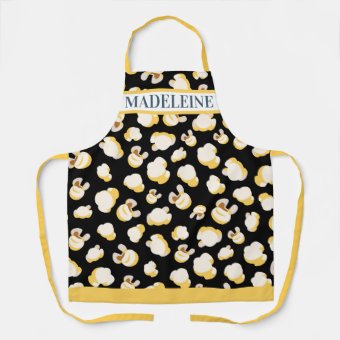 Movie Theater Popcorn Concessions Custom Name Apron | Zazzle