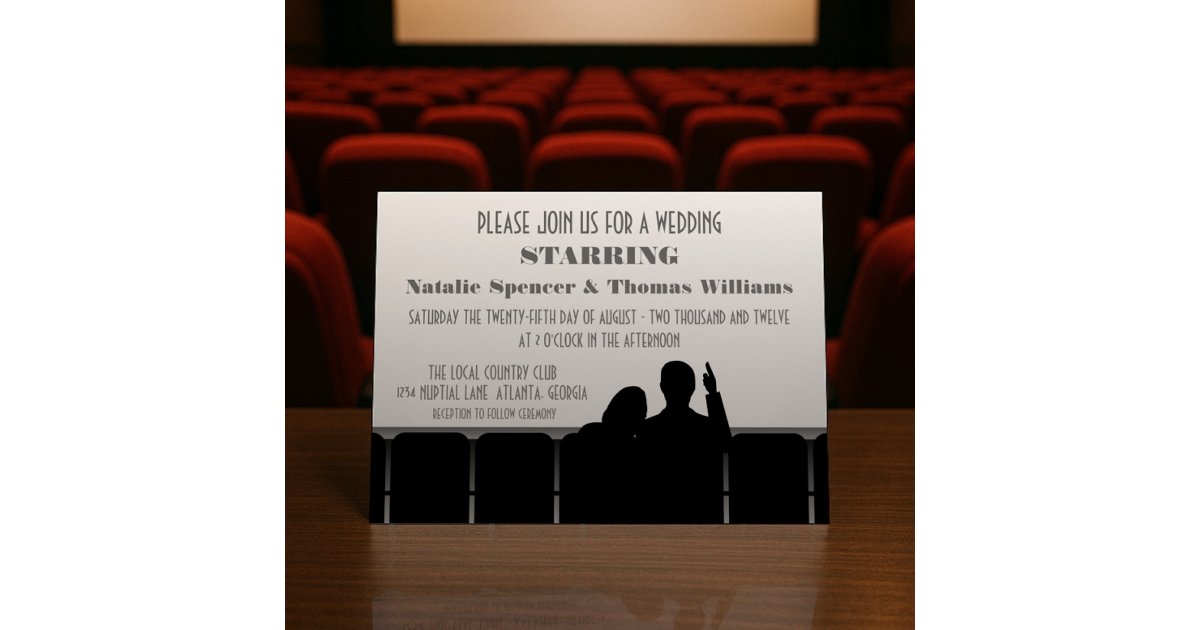 Movie Theater Wedding Invite, Gray Invitation | Zazzle