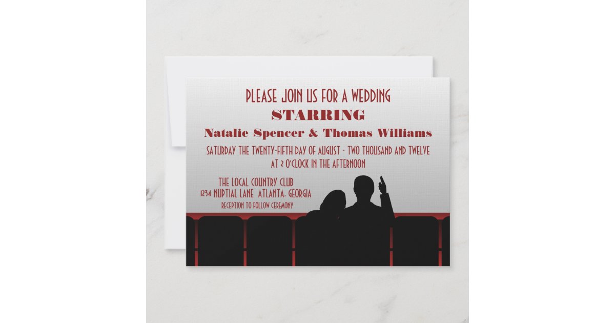 Movie Theater Wedding Invite, Red Invitation | Zazzle