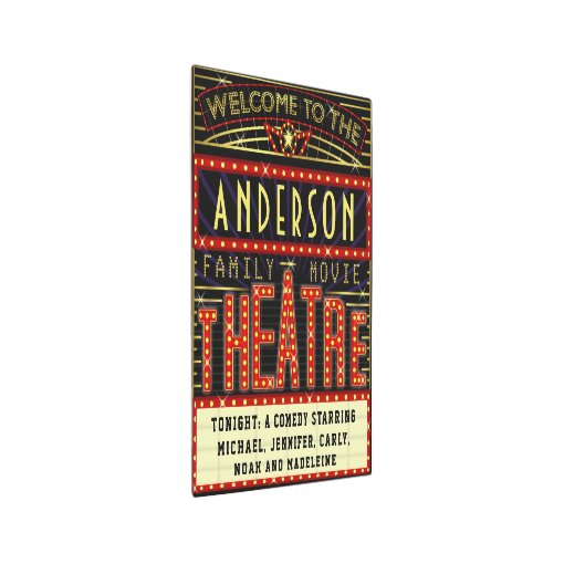 Movie Theatre Marquee Home Cinema | Custom Name Metal Print | Zazzle