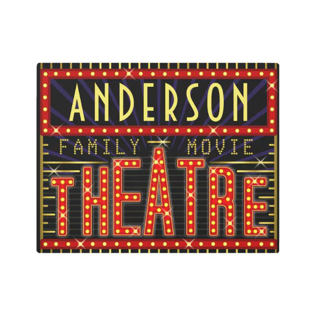 Movie Theatre Marquee Home Cinema | Custom Name V2 Metal Print | Zazzle